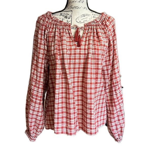THE GREAT. | Tops | The Great Plaid Peasant Blouse | Poshmark